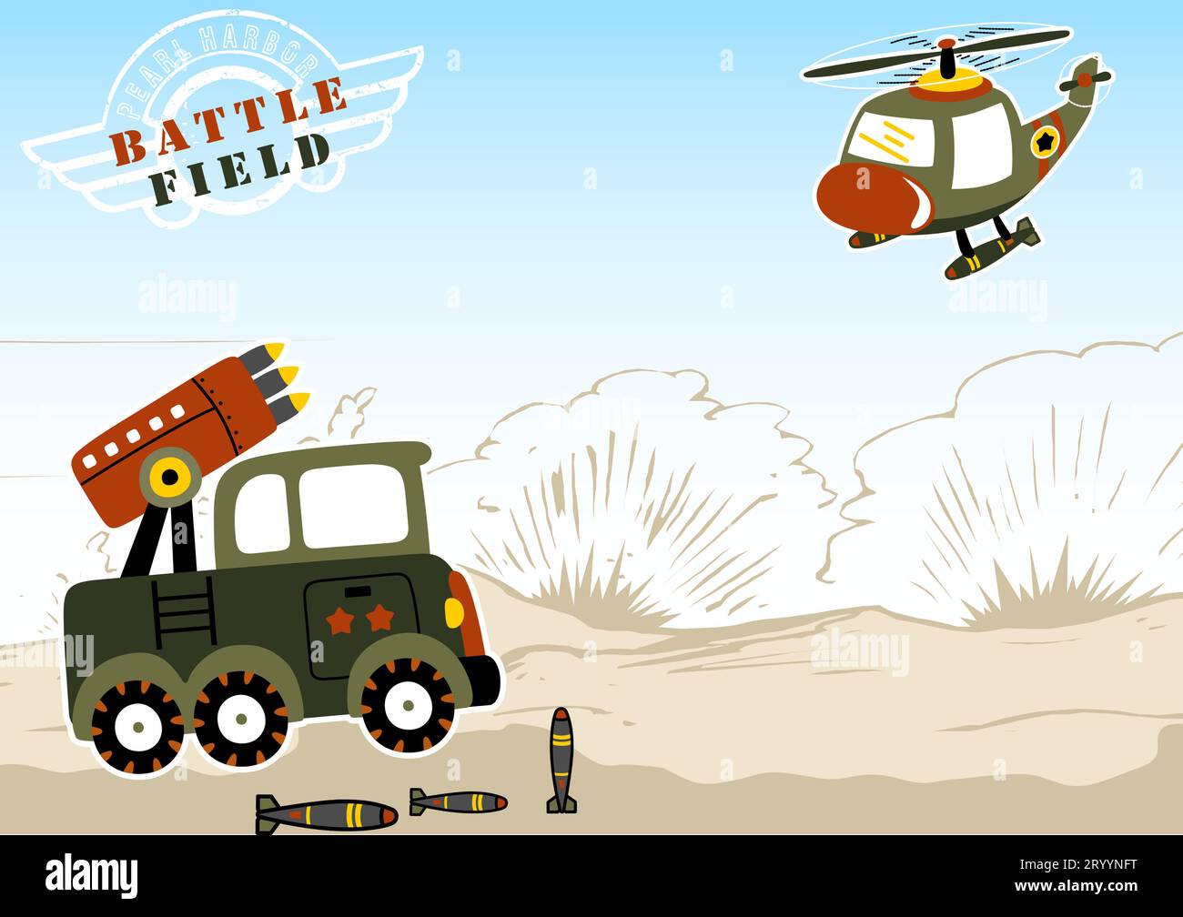 Military truck with missile versus military helicopter within ...