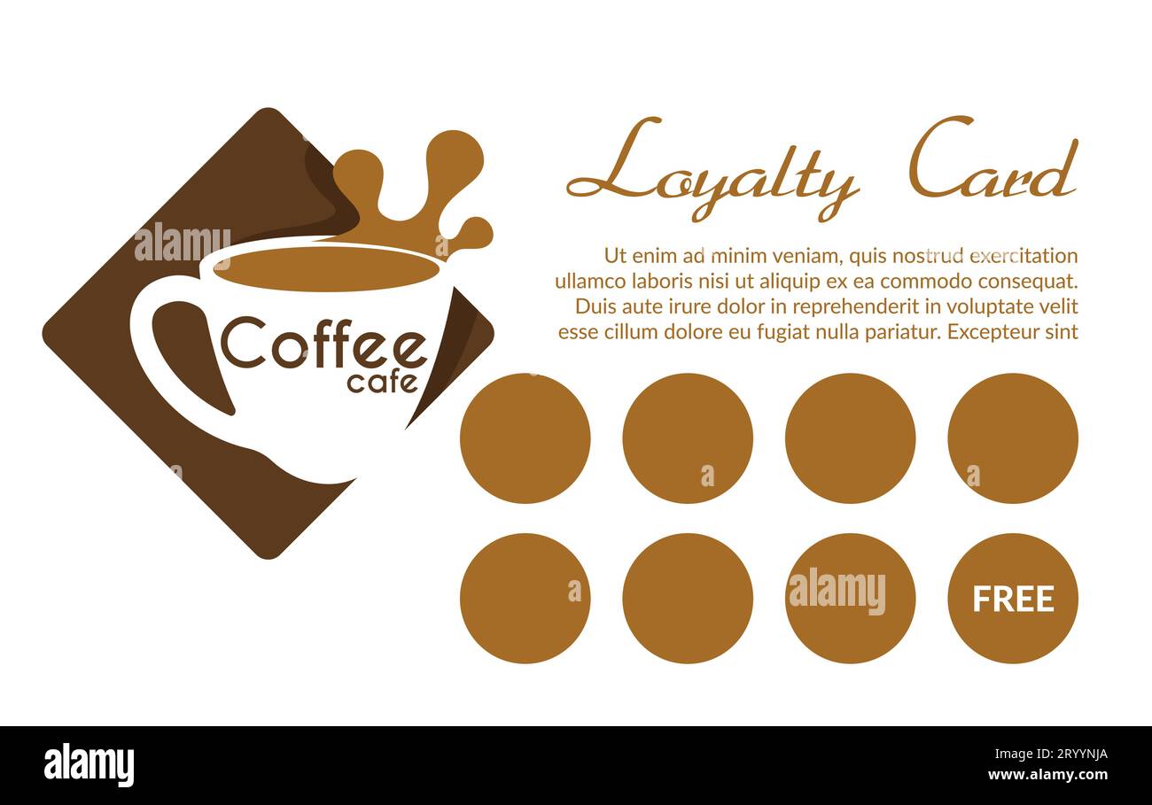 Loyalty card, coffee cafe get free mug gift vector Stock Vector Image ...