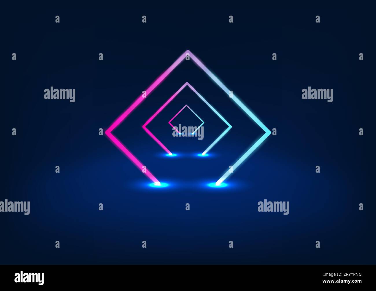Podium Triangle bending neon lights with blue and purple lighting. to ...