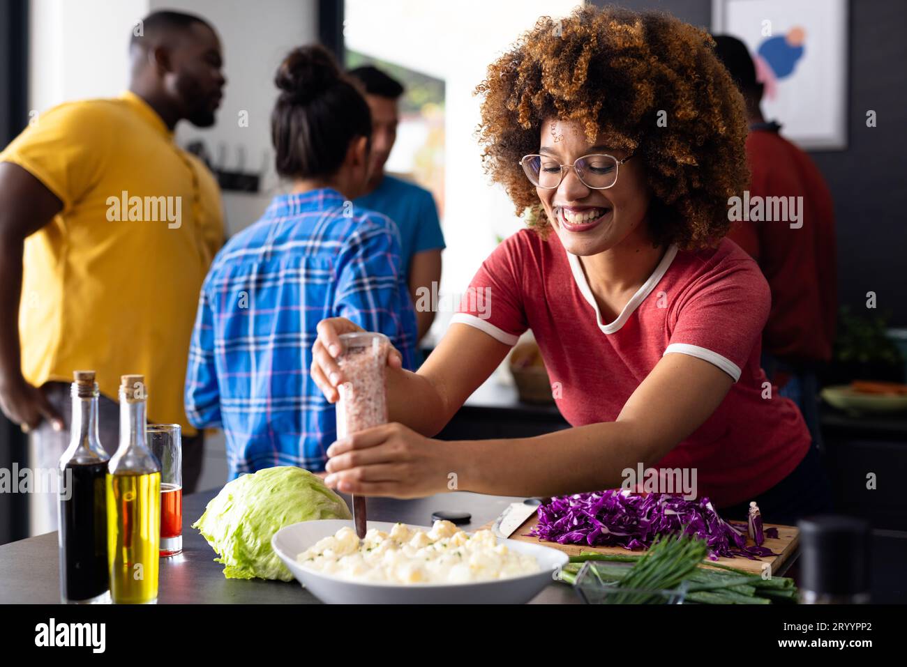 Diverse group people cooking hi-res stock photography and images - Alamy