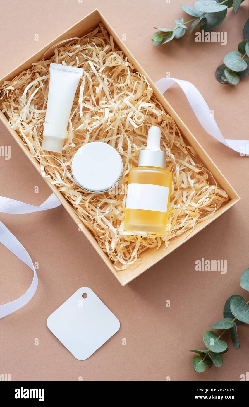 Beauty Subscription Box. Open Gift Box With Natural Cosmetic Products ...