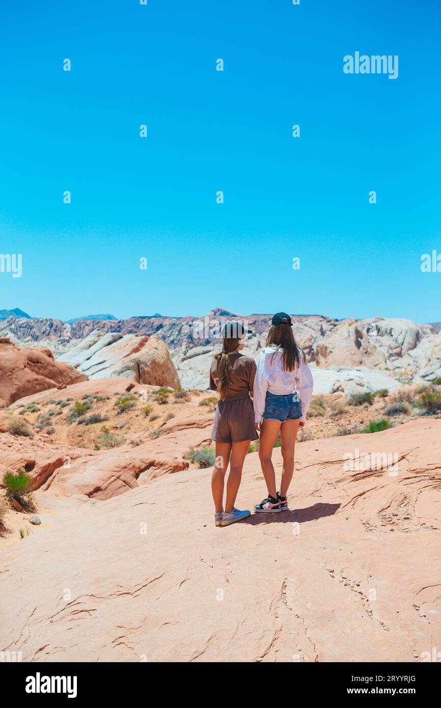 Little girls on trail at Fire Valley in Utah Stock Photo - Alamy
