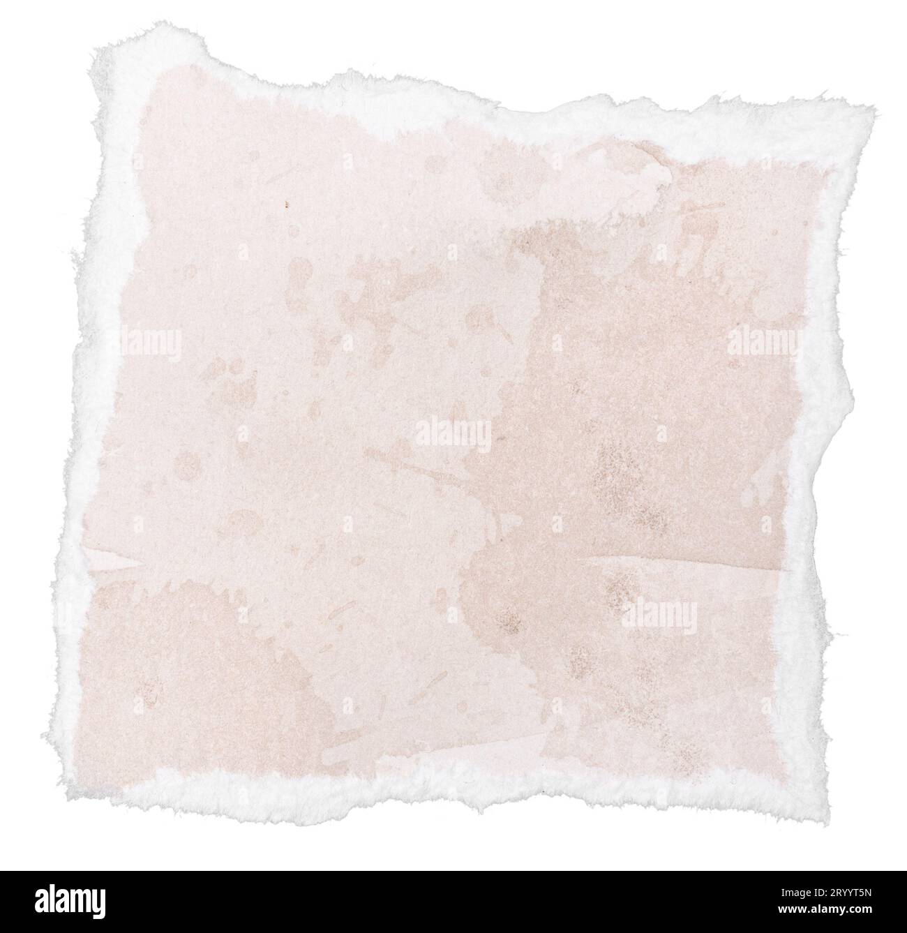 Ripped beige watercolor paper note message isolated on white background ...