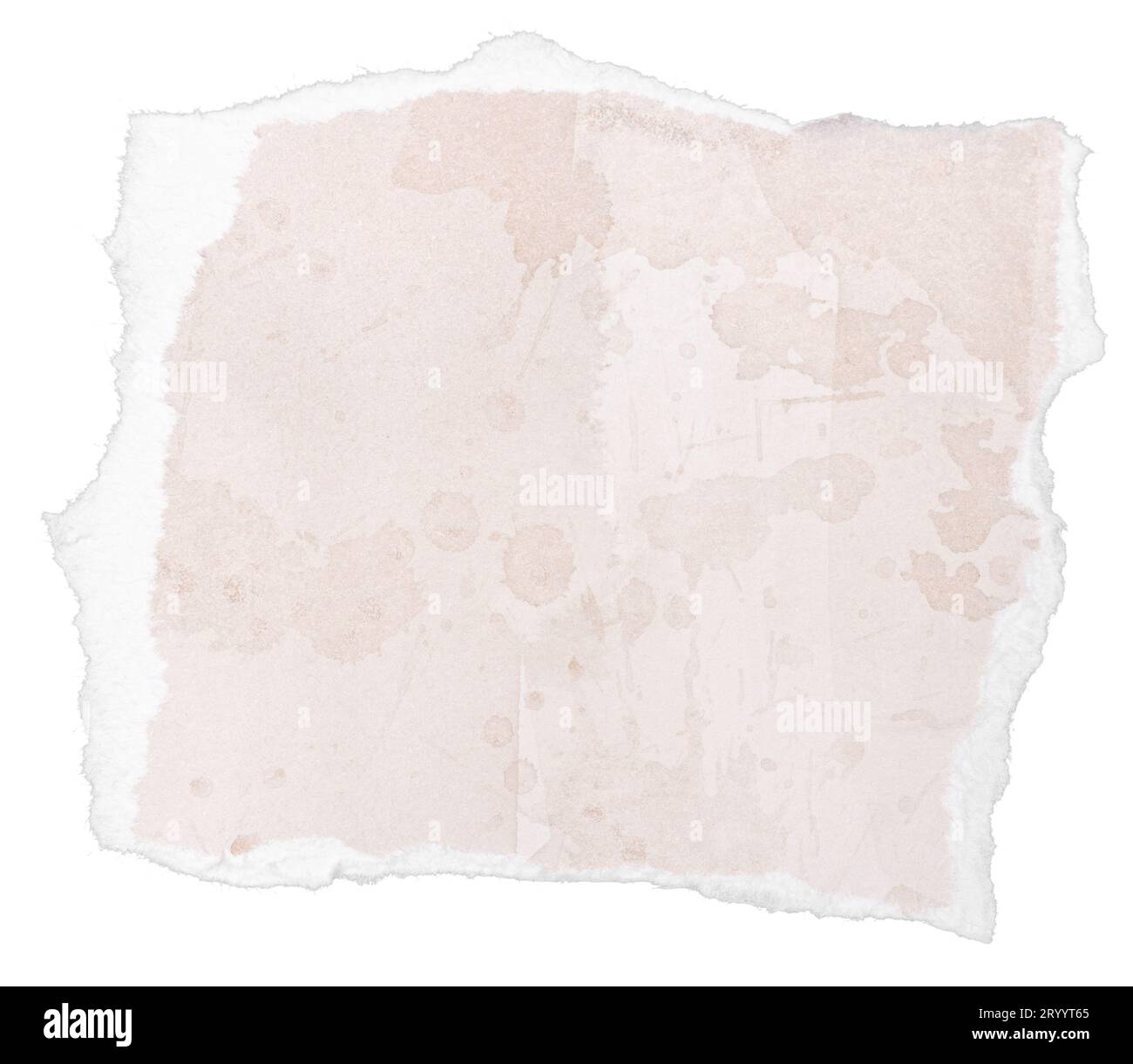 Ripped beige watercolor paper note message isolated on white background ...