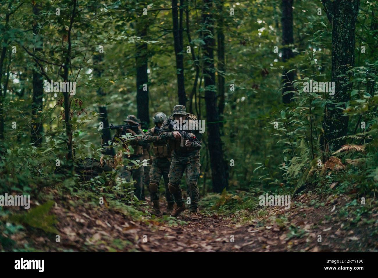 A group of modern warfare soldiers is fighting a war in dangerous ...