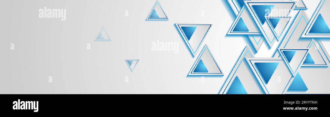 Grey and blue triangles abstract geometric graphic banner design ...