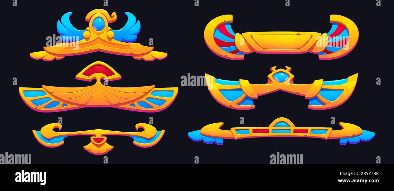 Ancient Egypt ui game gold frame vector symbol. Old egyptian pharaoh ...