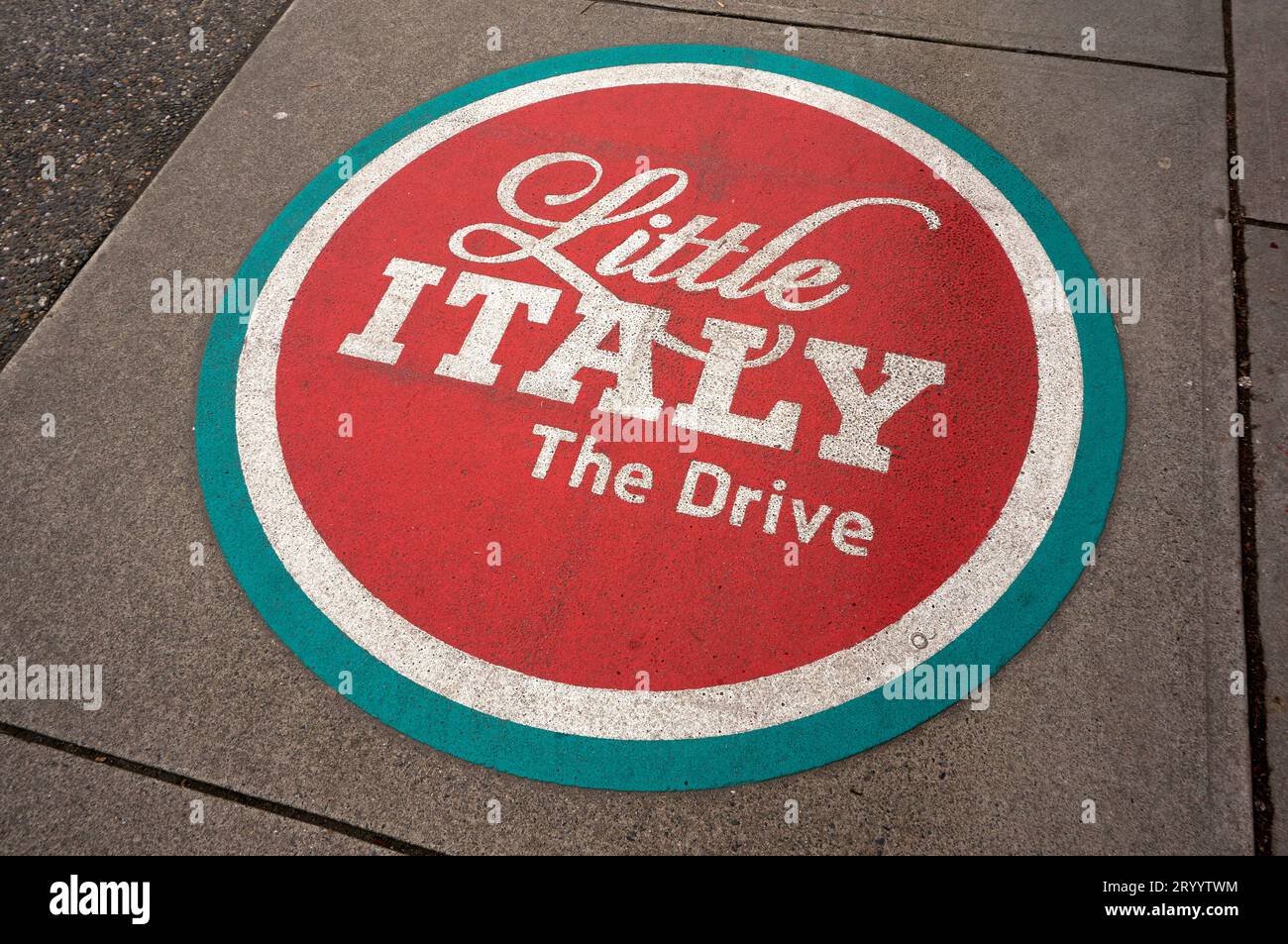 Little Italy sign painted on the sidewalk on Commercial Drive ...
