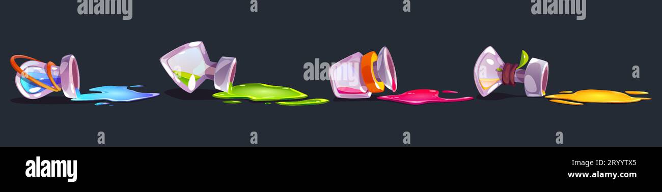 Ui spill potion glass bottle for magic game vector. Alchemy poison in ...