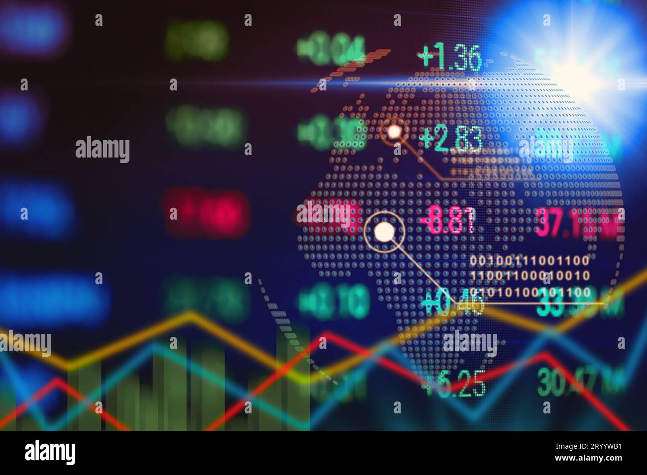 Financial stock marketing screen. Investment and Analysis information ...