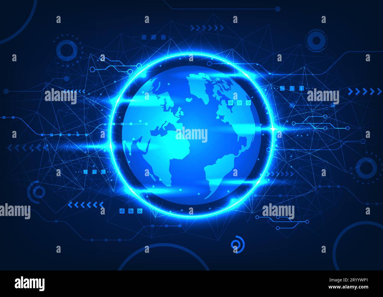 Earth technology background with circuits The technology of the world ...