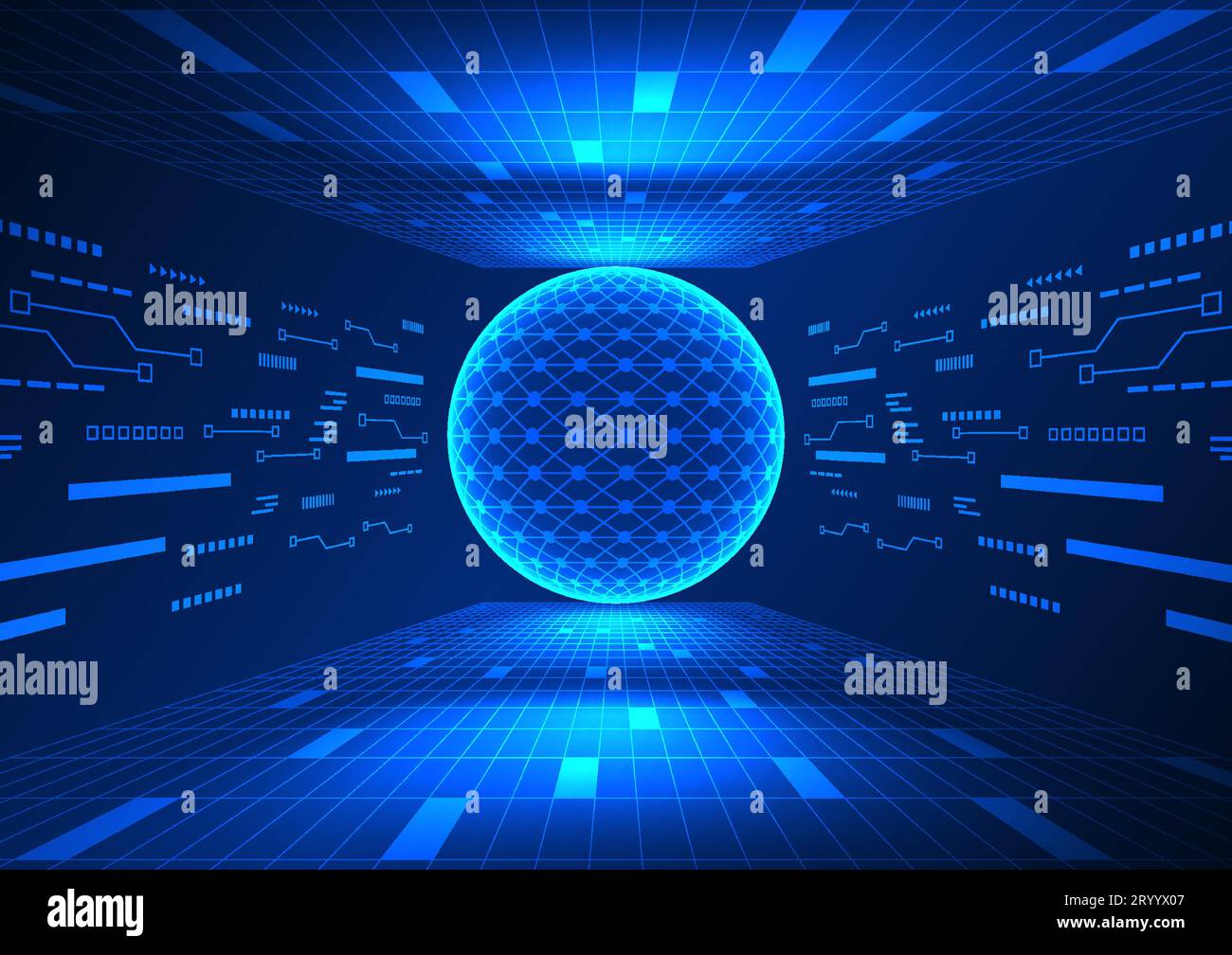 Data processor technology background with circuits It works to gather ...