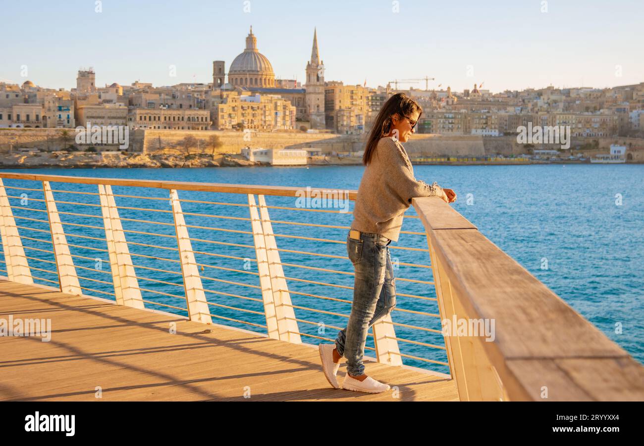 Valletta Malta city Skyline, colorful house balcony Malta Valletta ...