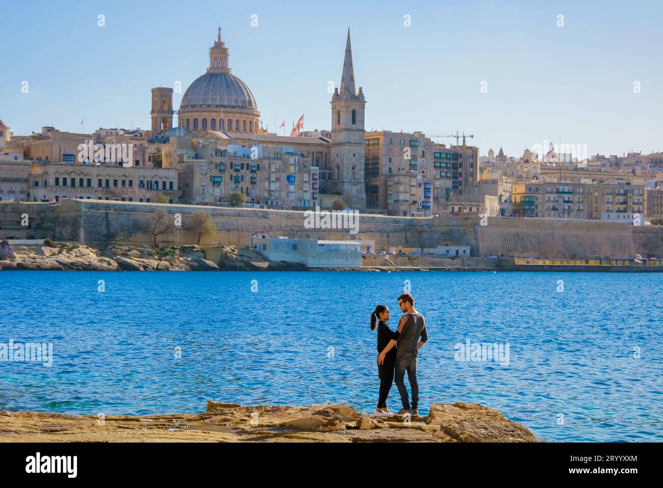 Valletta Malta city Skyline, colorful house balcony Malta Valletta ...