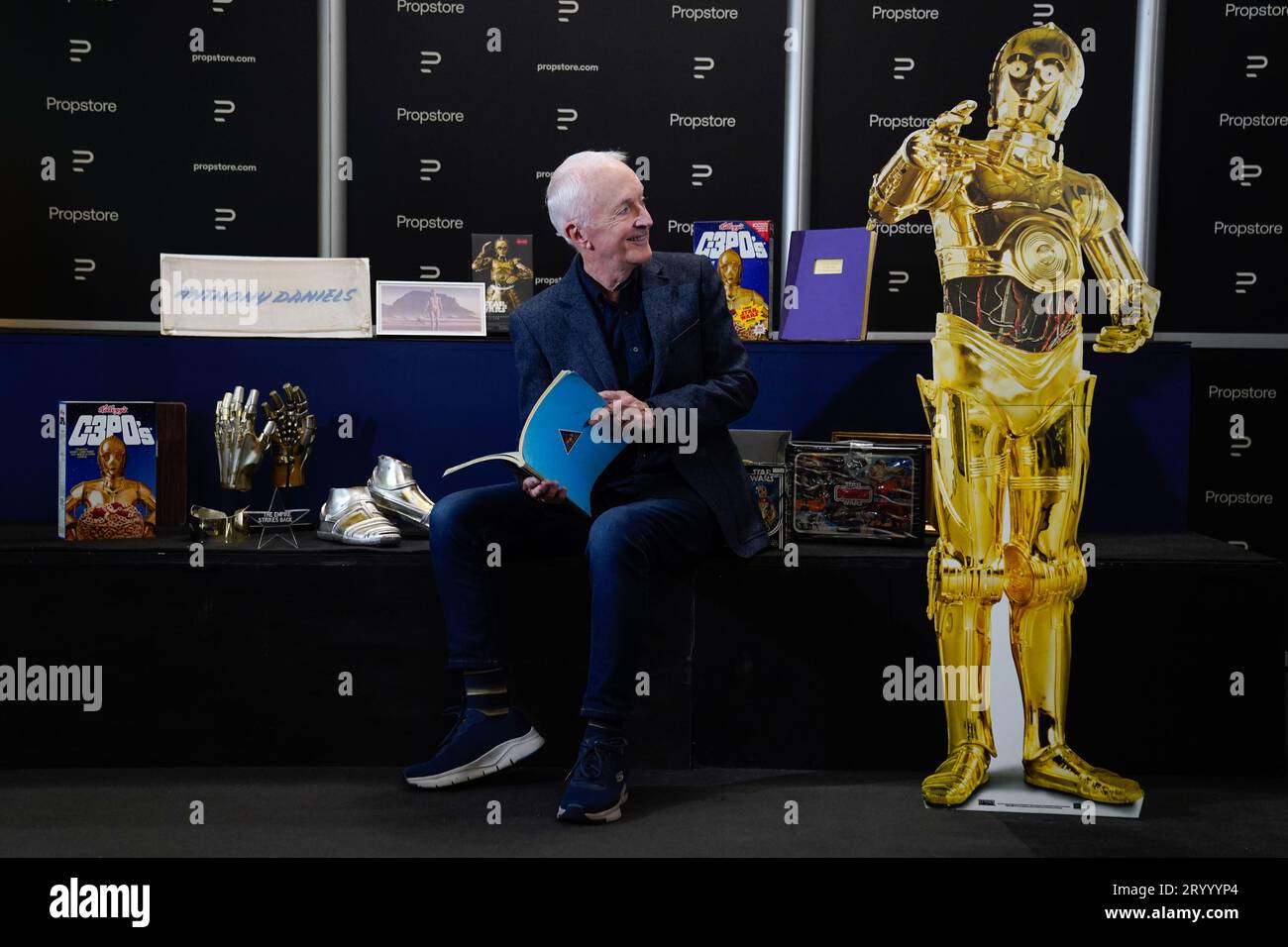 Anthony Daniels with an original third-draft script from the 1977 film ...