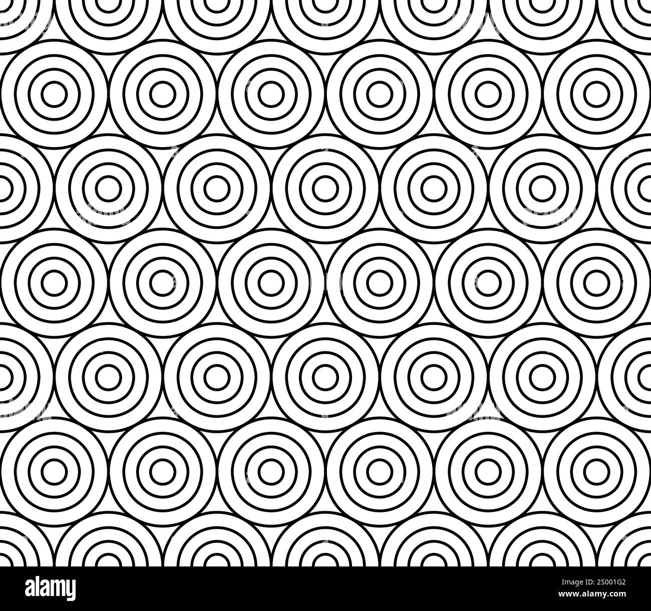 Abstract art black circle geometric seamless pattern. Thin circle ...