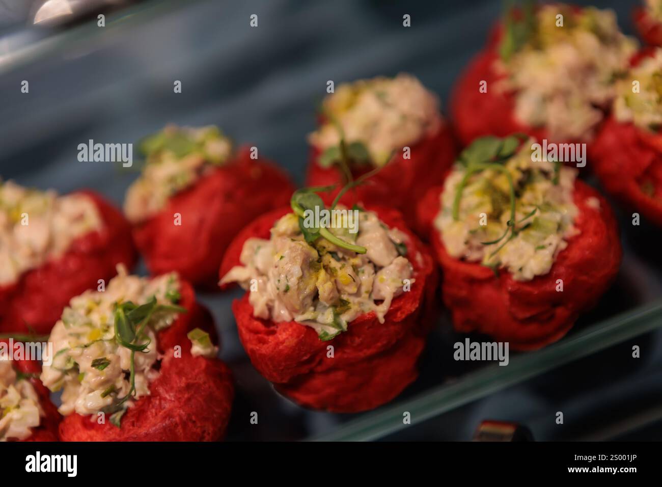 A contemporary hotel dining area featuring a sleek buffet setup Stock ...