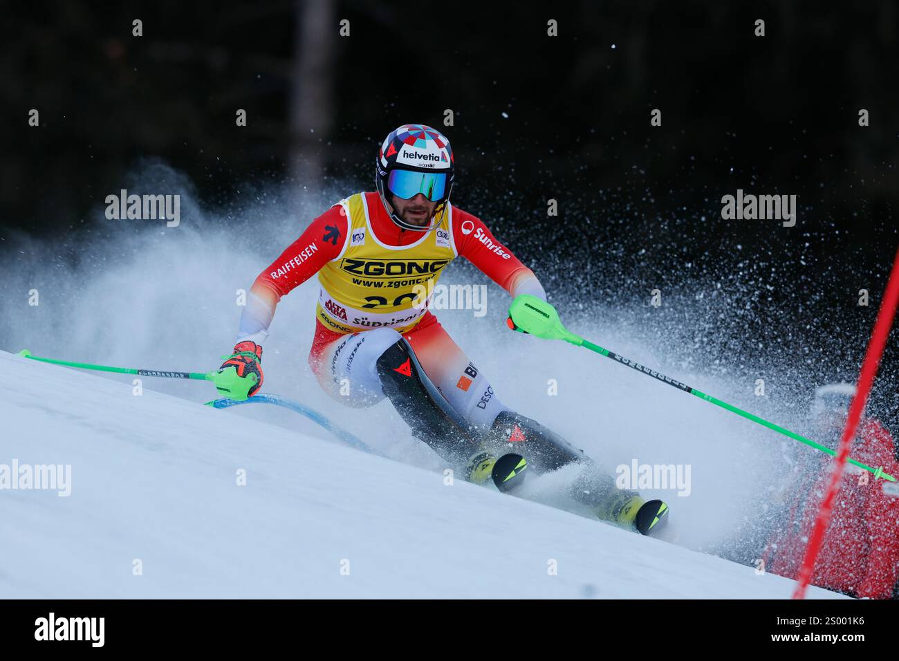 Switzerland's Luca Aerni speeds down the course during an alpine ski ...