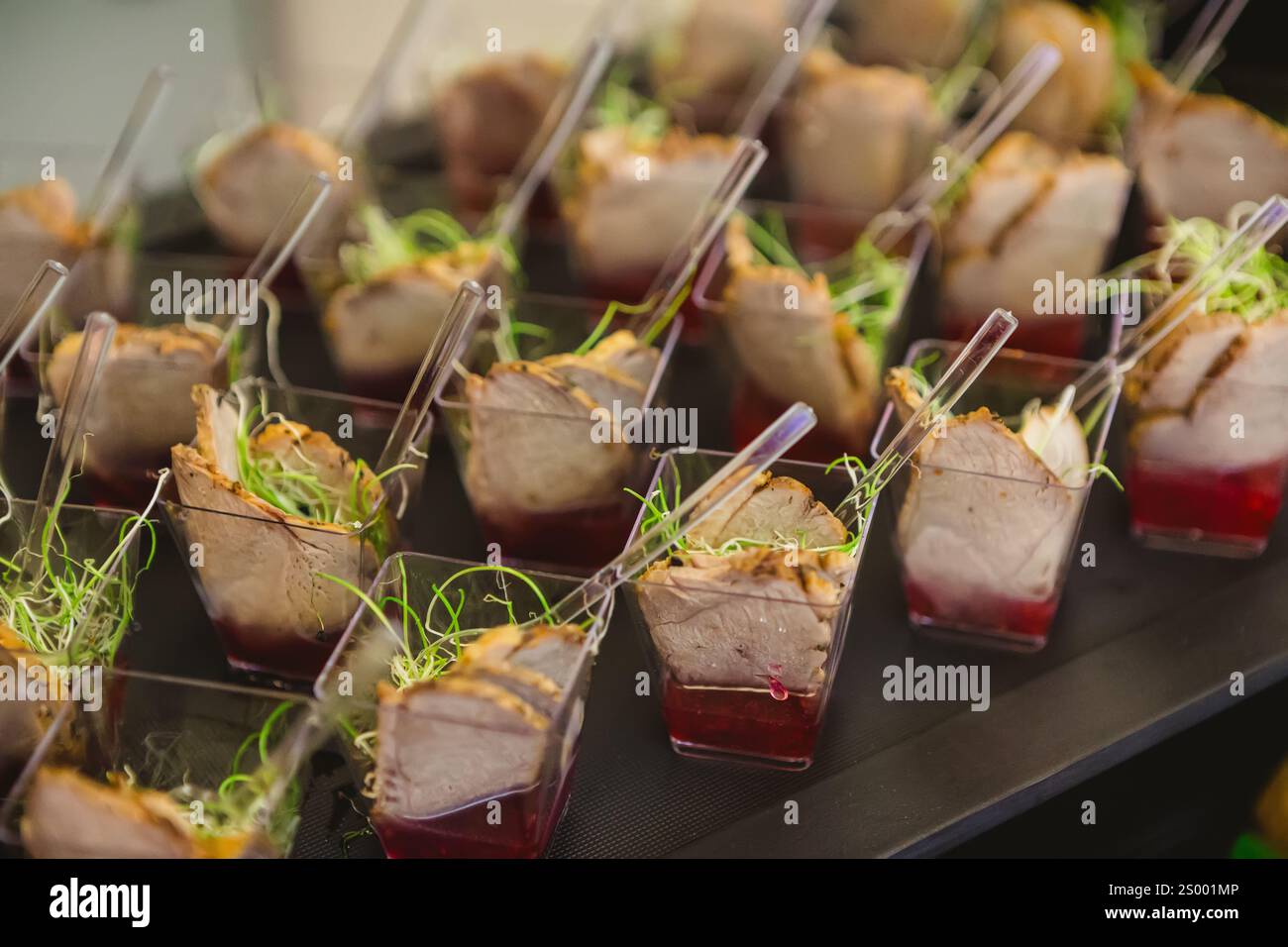 A contemporary hotel dining area featuring a sleek buffet setup Stock ...