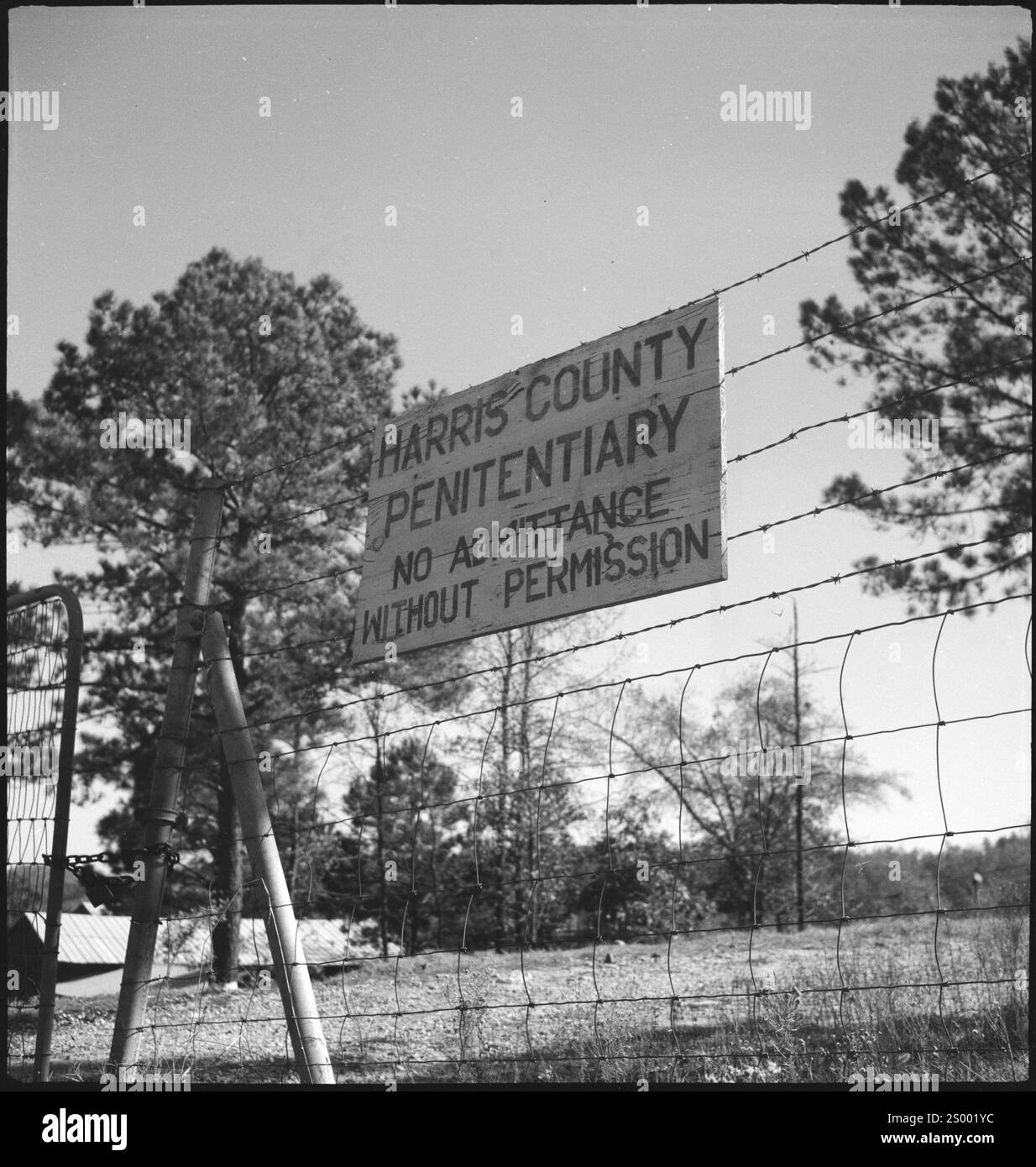 Harris County, Georgia, USA. Circa 1937. Jail; fence around the jail ...