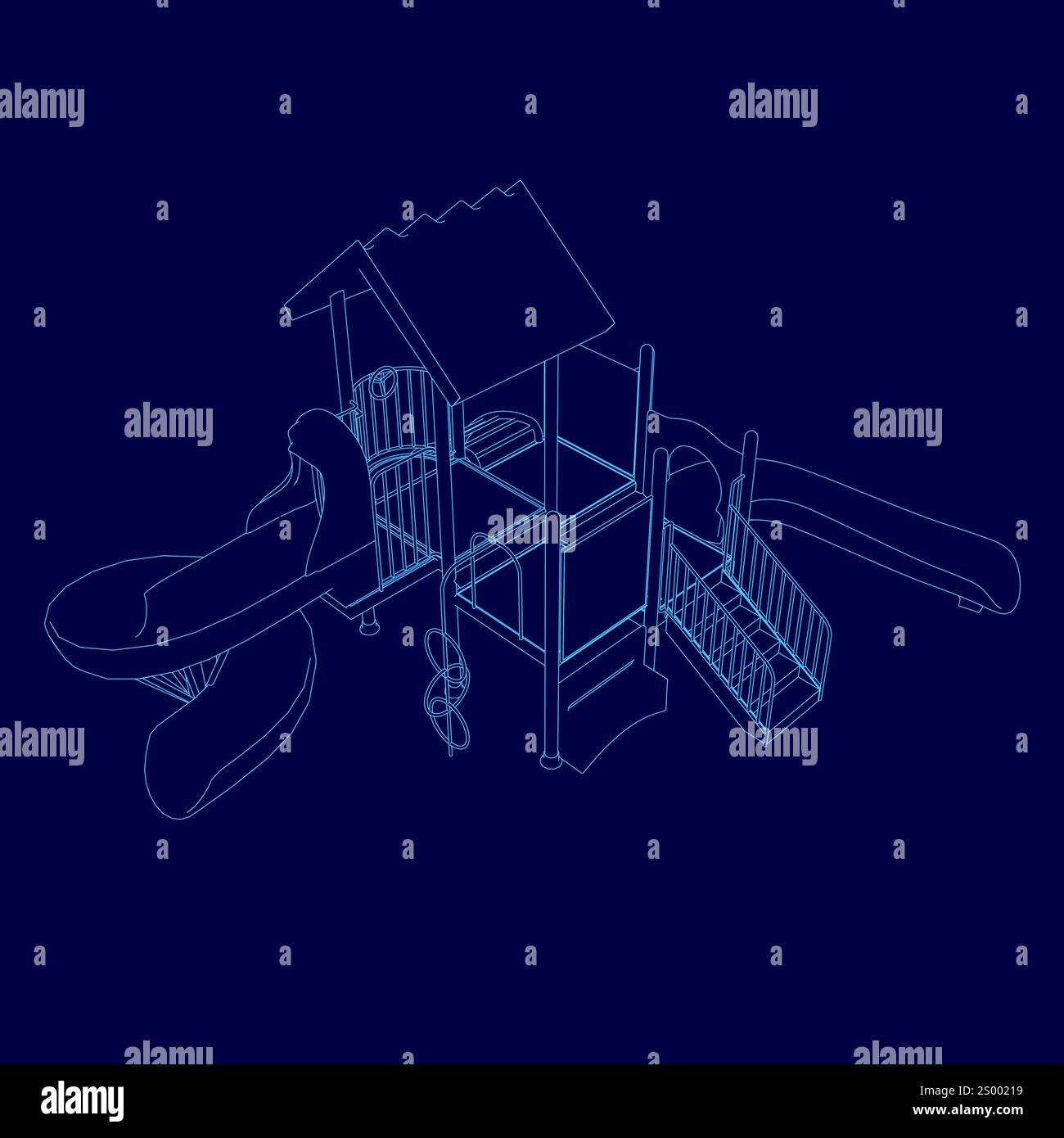 Outline playground outline. Isometric view. Vector illustration Stock ...