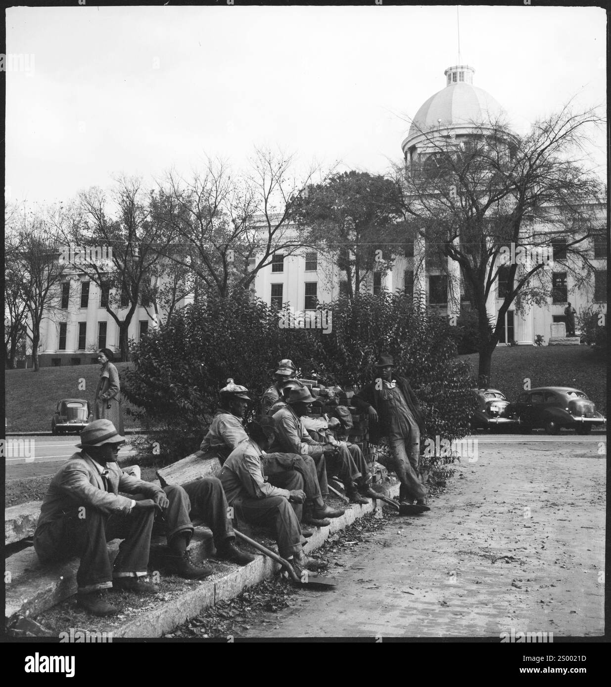 Montgomery, Alabama, USA. People; men building roads, the Alabama State ...