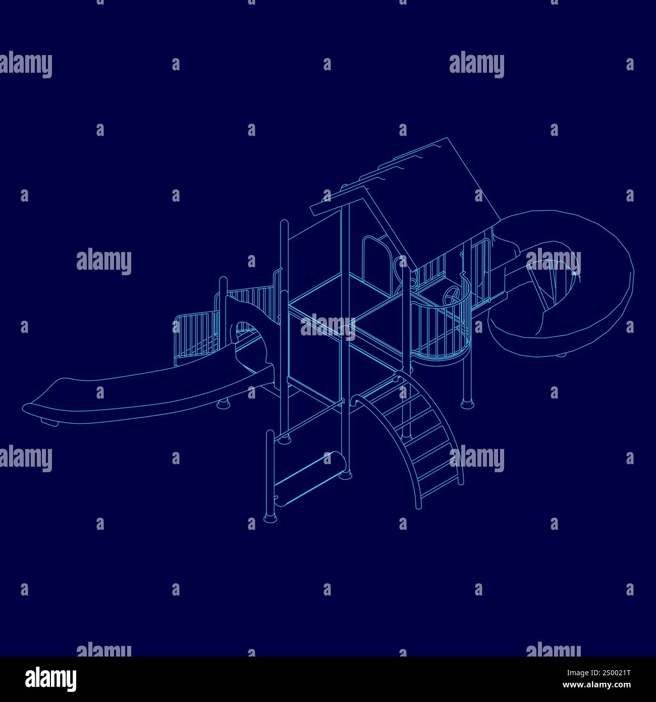 Outline playground outline. Isometric view. Vector illustration Stock ...