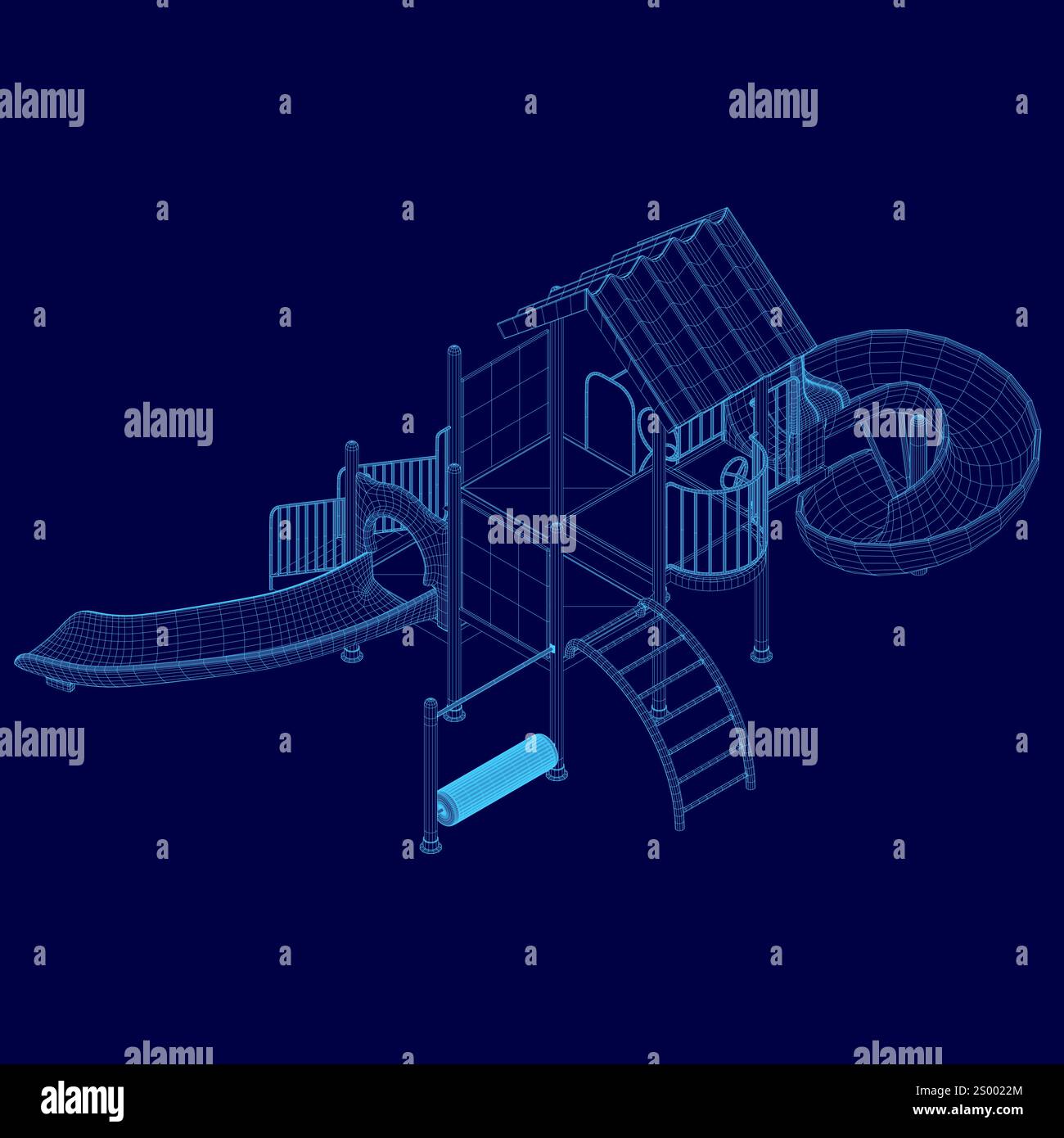 Wireframe playground outline. Isometric view. Vector illustration. 3D ...