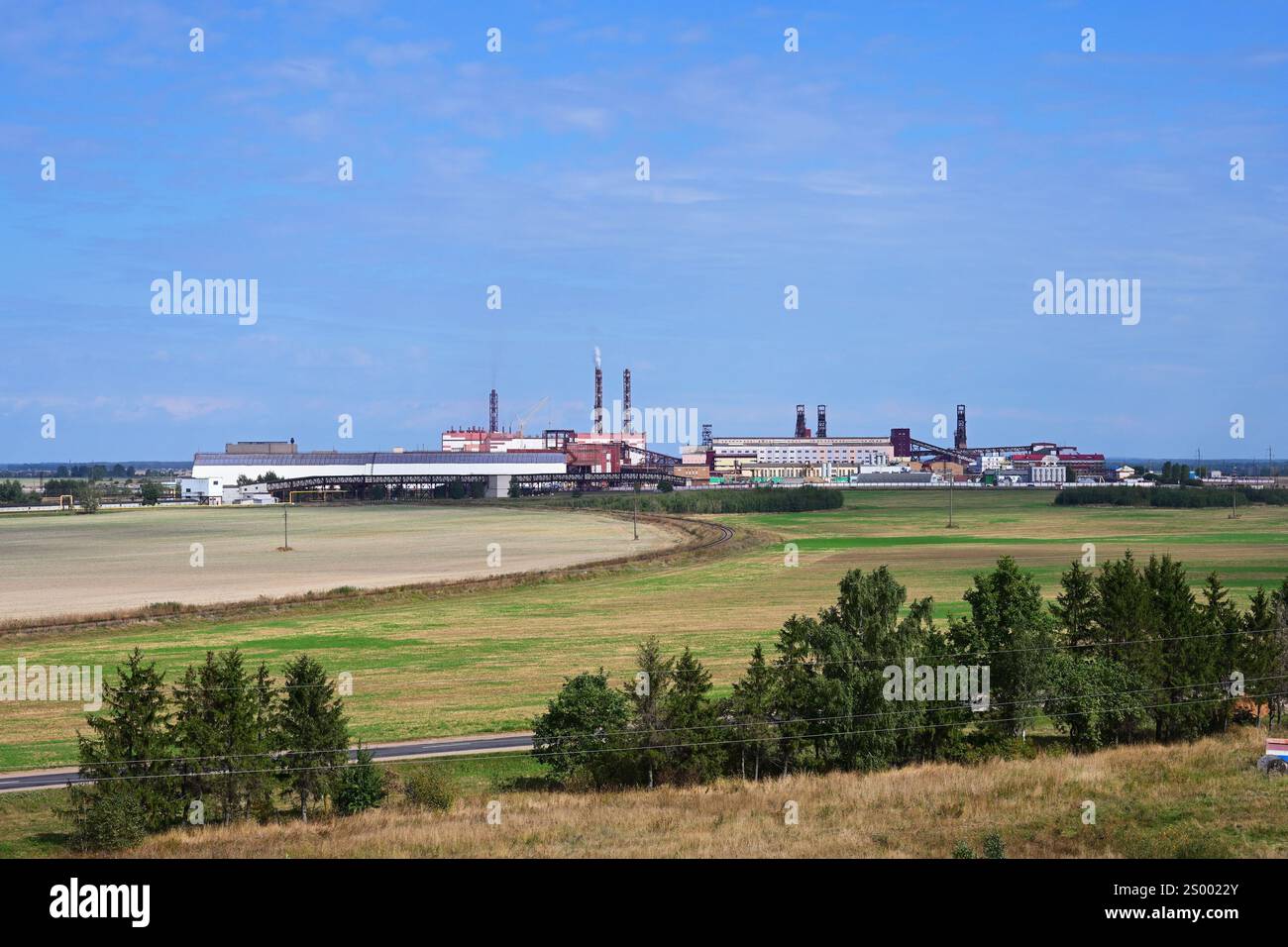 Potash Salt Extraction and Processing Plant among agricultural lands ...