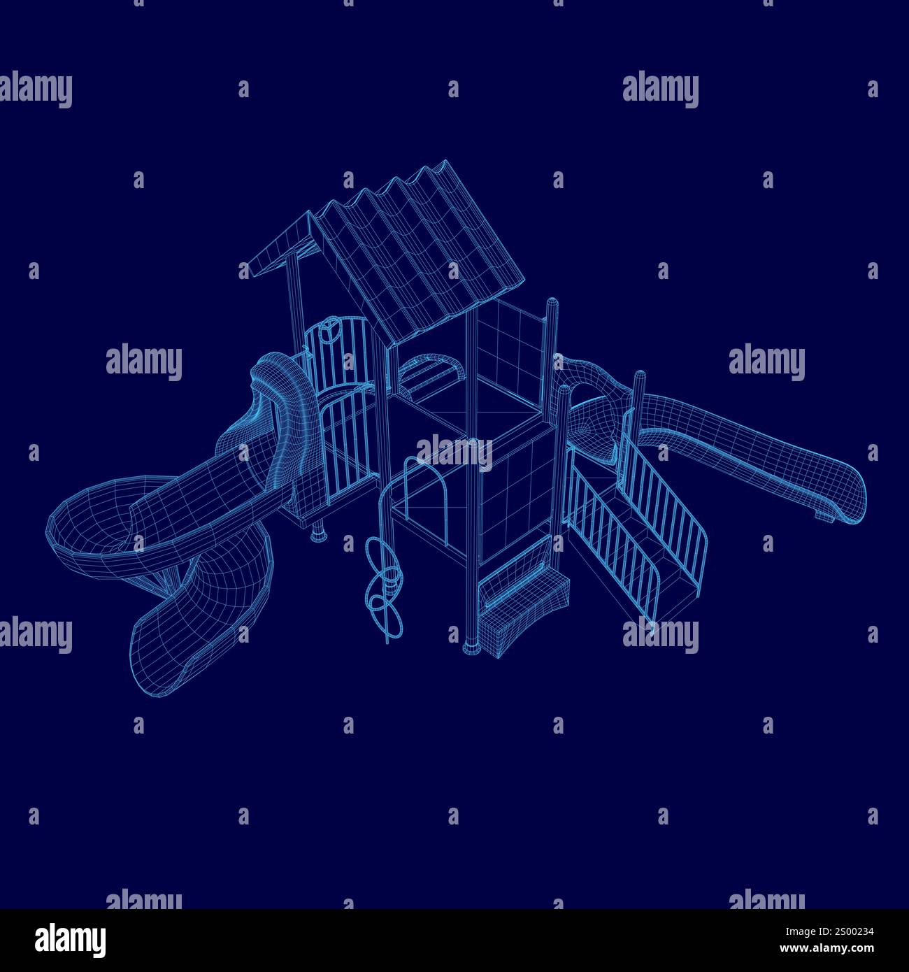 Wireframe playground outline. Isometric view. Vector illustration. 3D ...