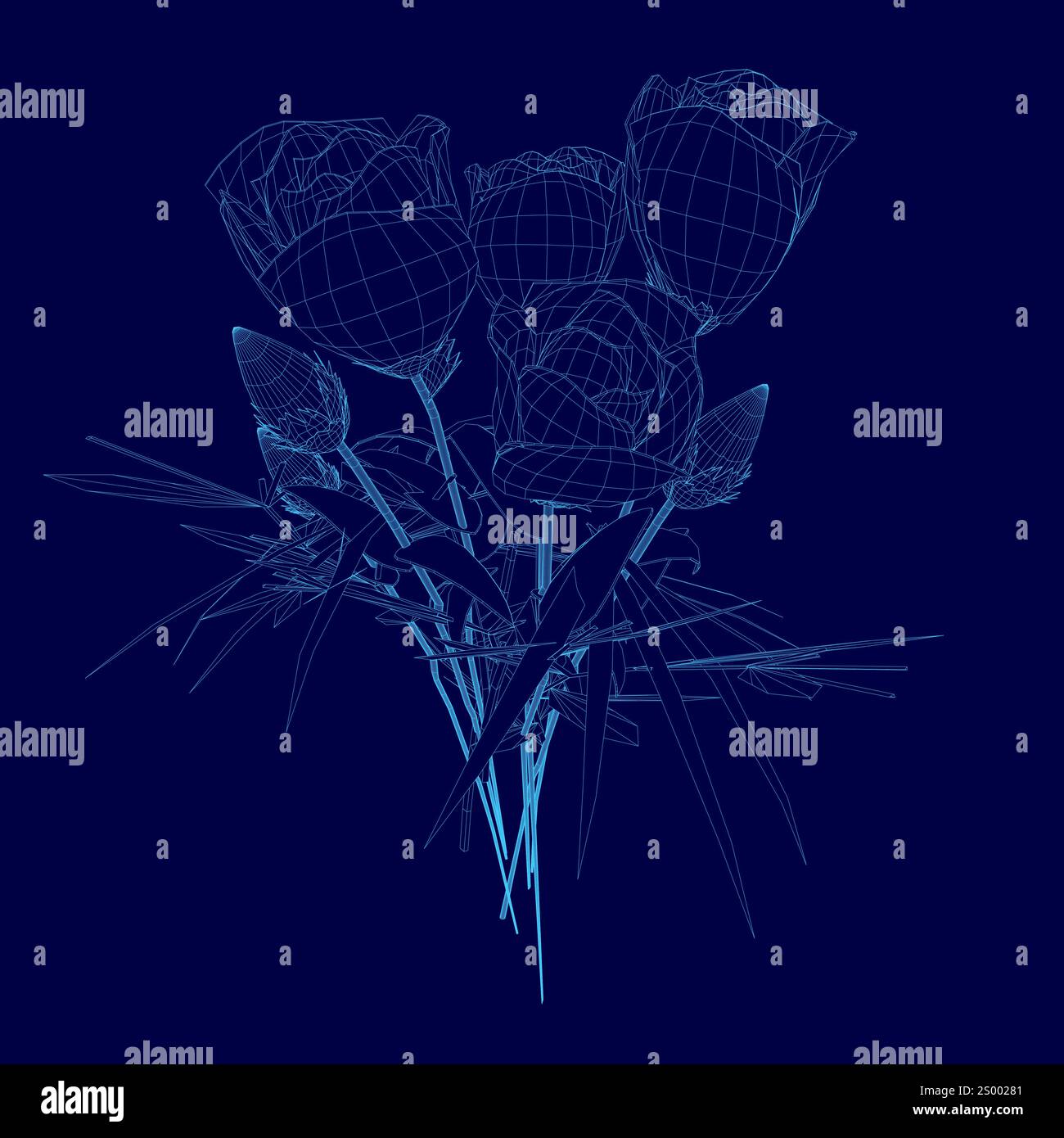 Wireframe Rose flower of blooming plant. Garden rose isolated icon of ...