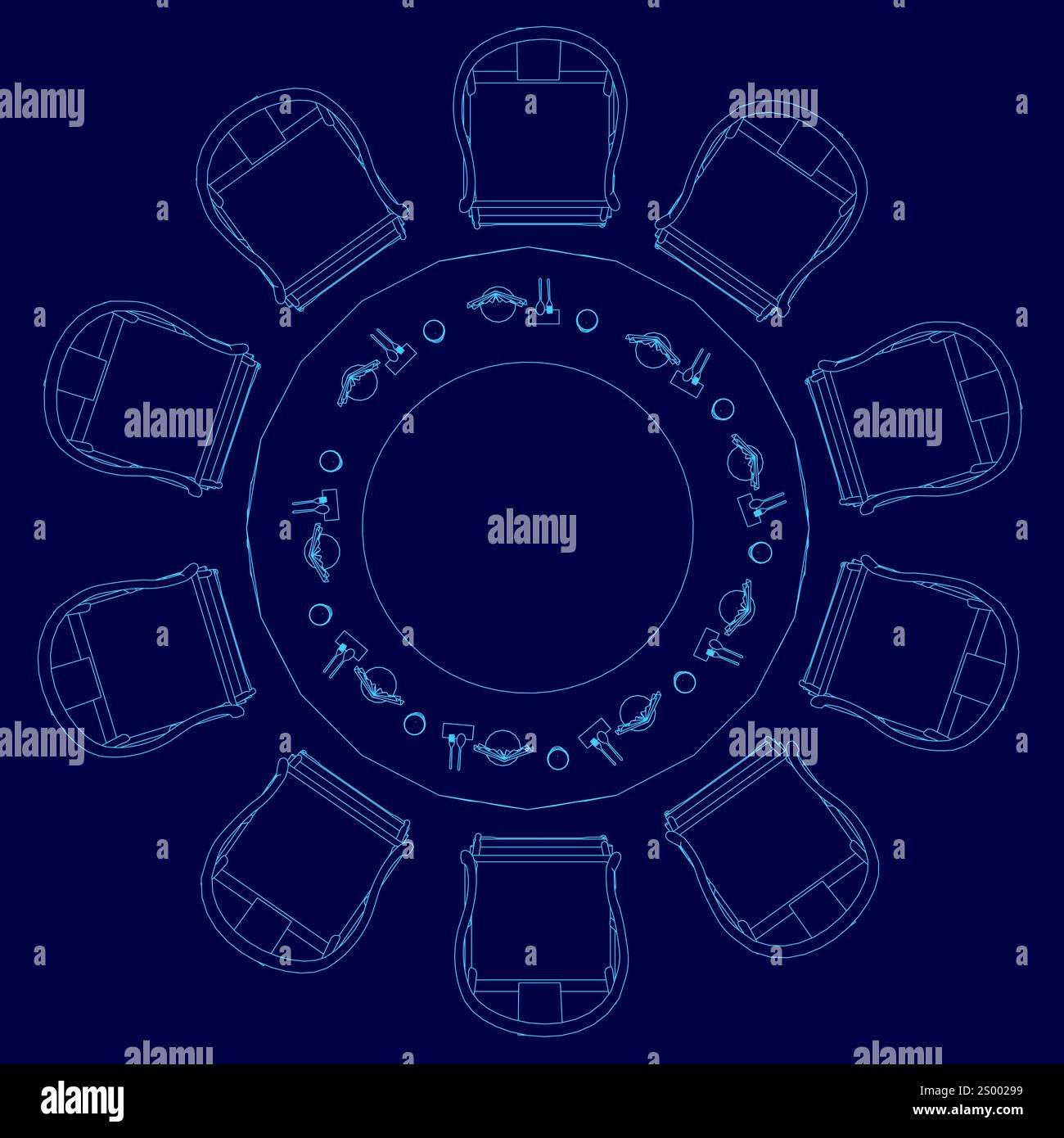 Vector round table blue contour. Table Icon Object, Round Table Icon ...