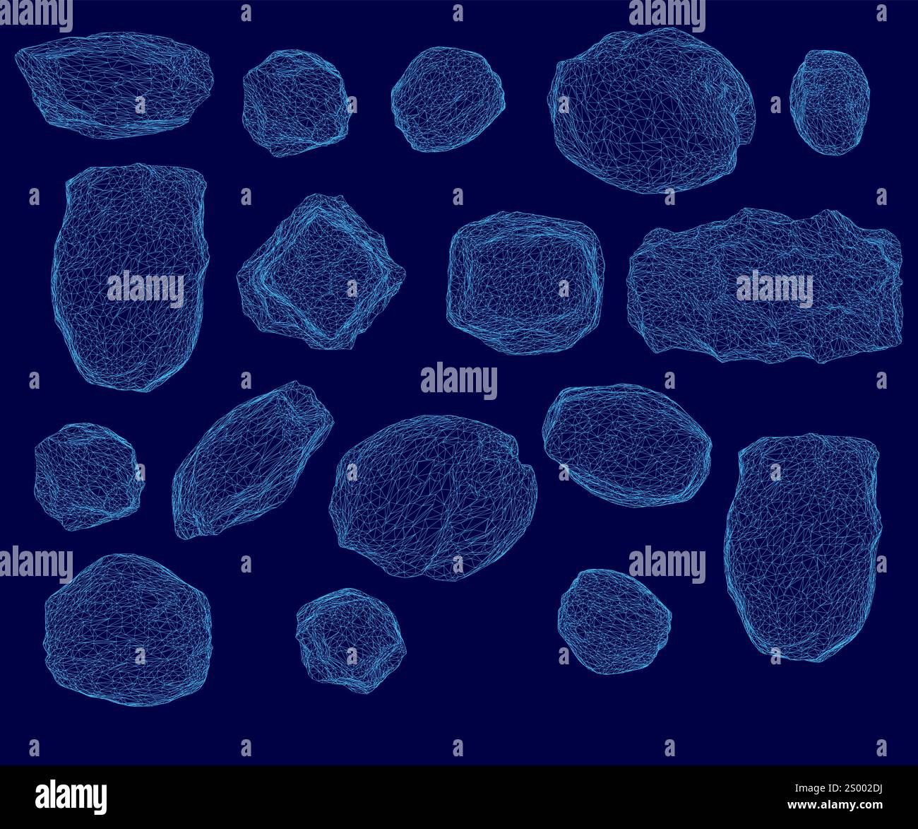 set of wireframe stones vector illustration. 3D Stock Vector Image ...