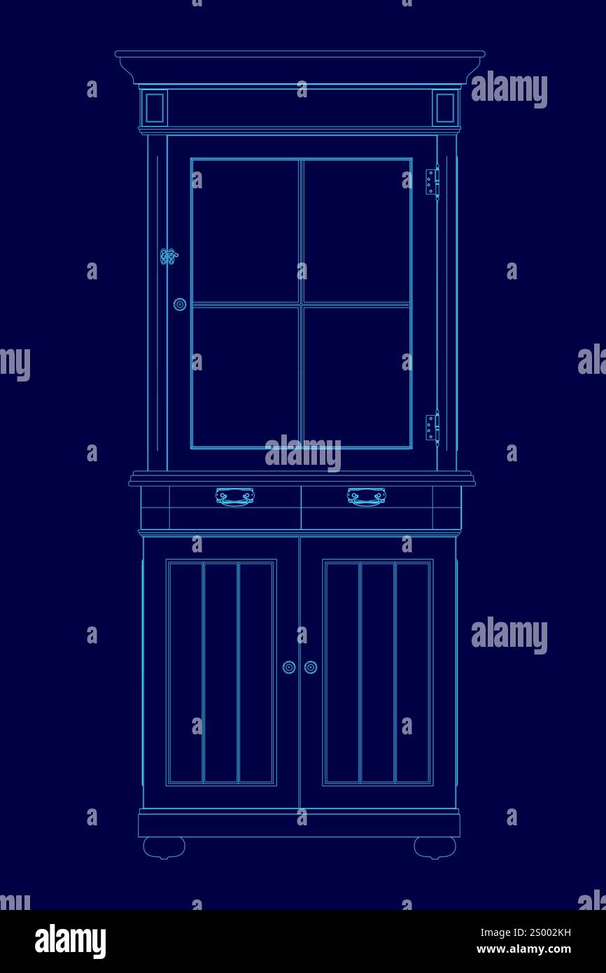 cabinet furniture wireframe isolated. Vector illustration Stock Vector ...