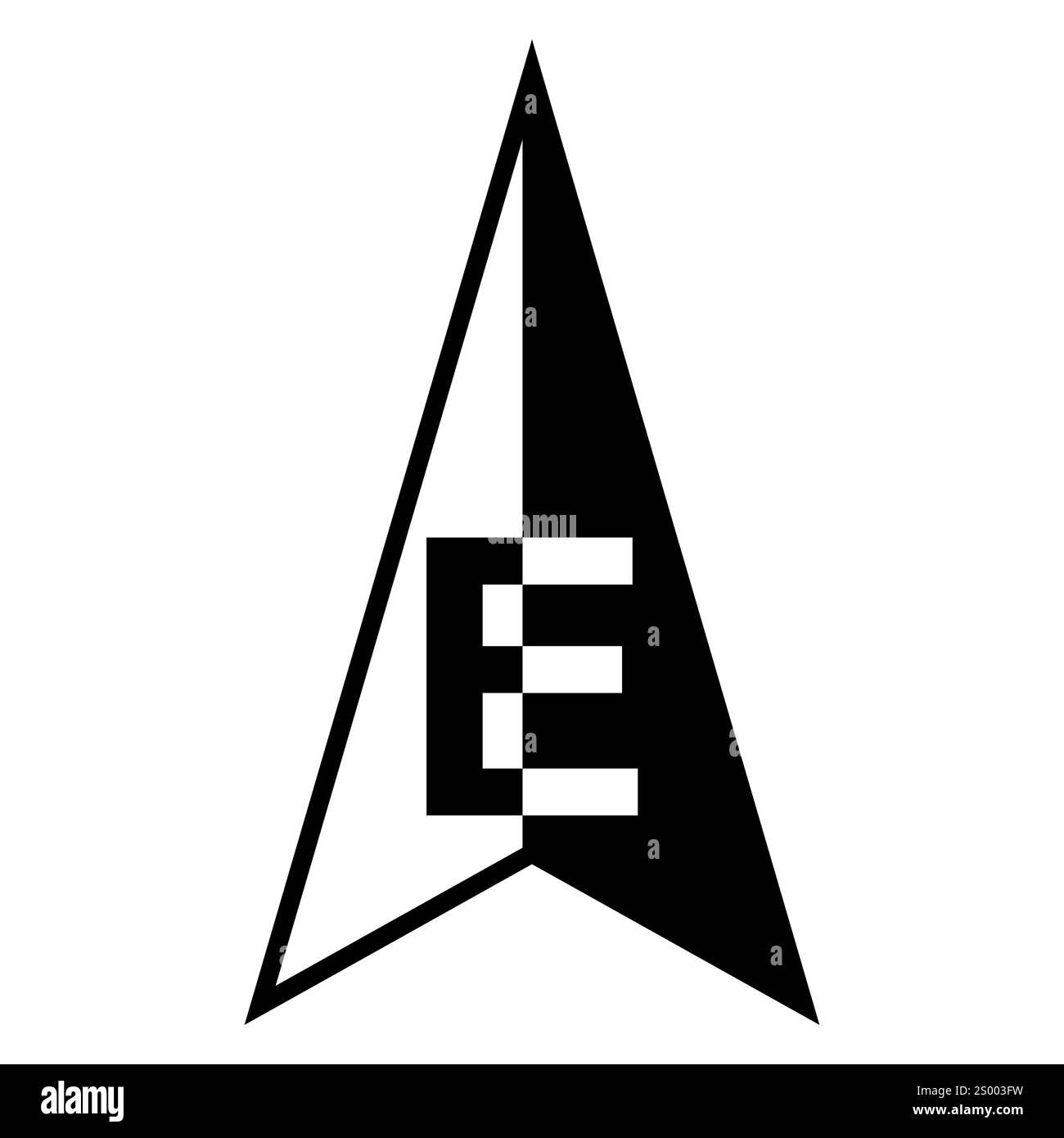 Black white compass needle with letter E pointing to east Stock Vector ...