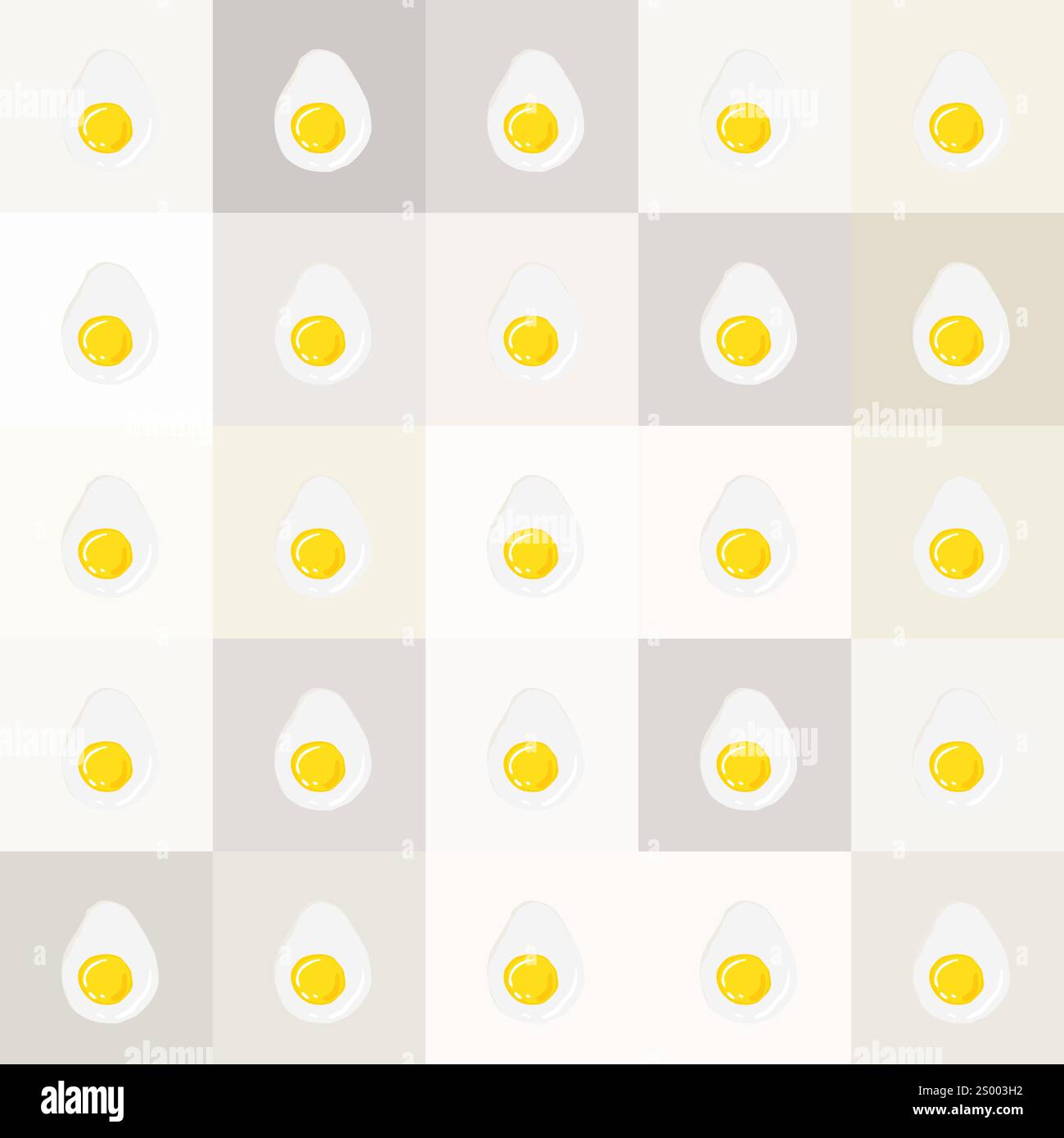 Fried egg top view. Seamless pattern of fried eggs sunny side up. Breakfast of natural product ...