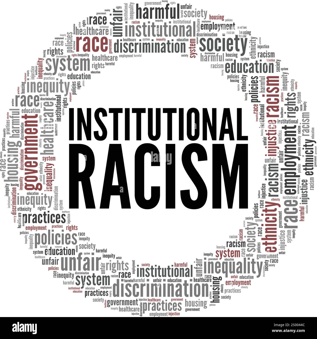 Institutional Racism word cloud conceptual design isolated on white ...