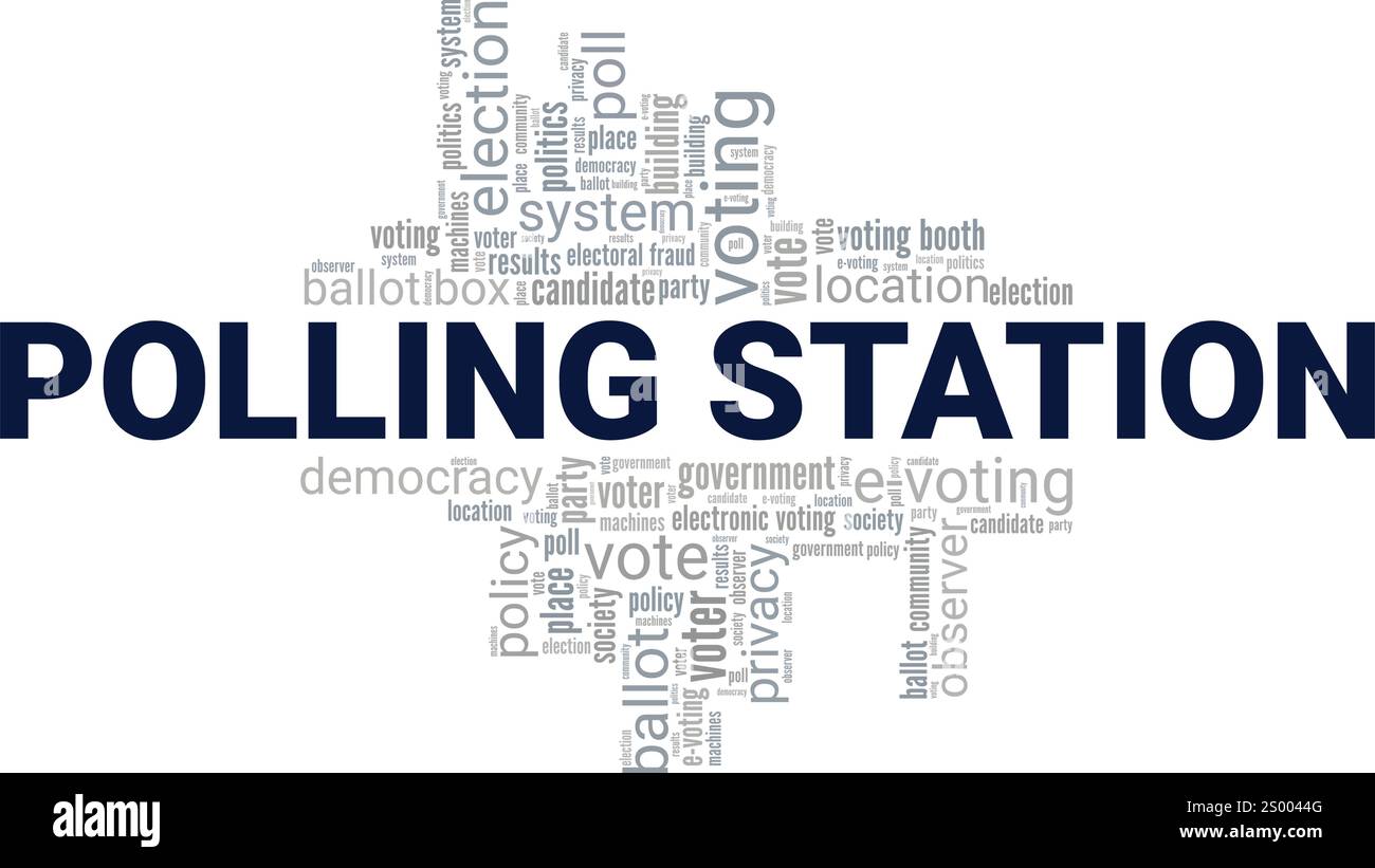 Polling Station word cloud conceptual design isolated on white ...