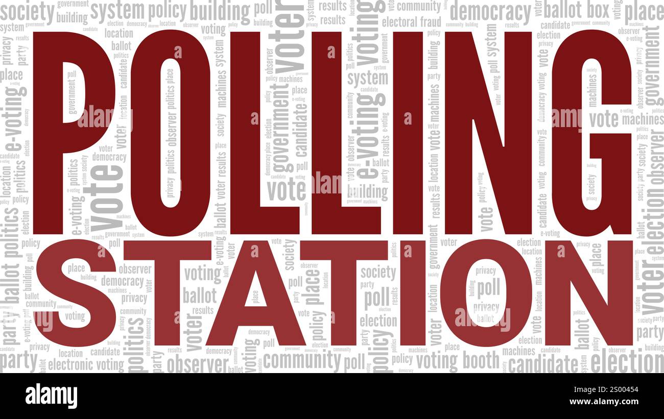 Polling Station word cloud conceptual design isolated on white ...