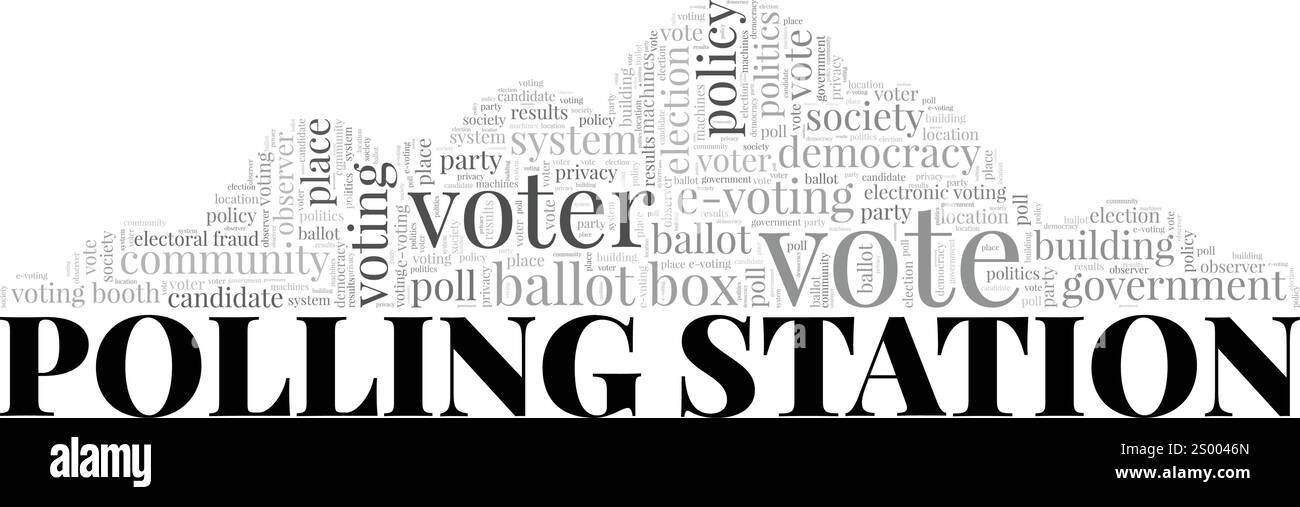Polling Station word cloud conceptual design isolated on white ...