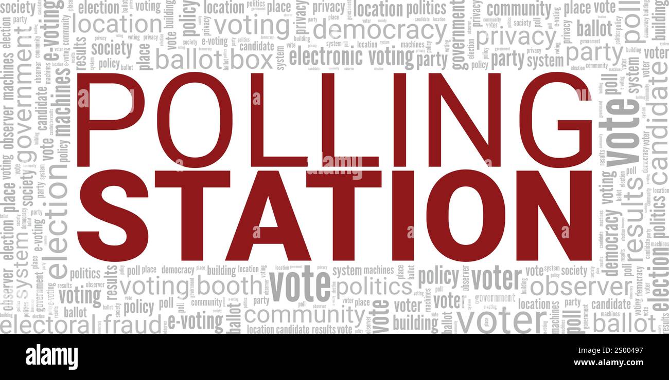 Polling Station word cloud conceptual design isolated on white ...