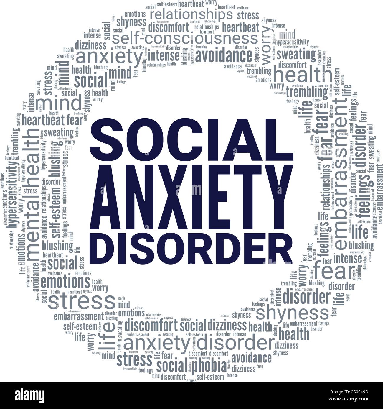 SAD Social Anxiety Disorder word cloud conceptual design isolated on ...