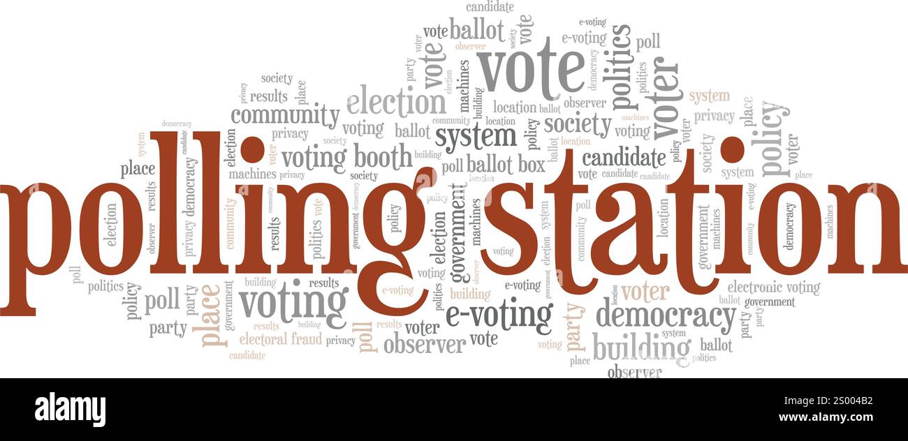 Polling Station word cloud conceptual design isolated on white ...