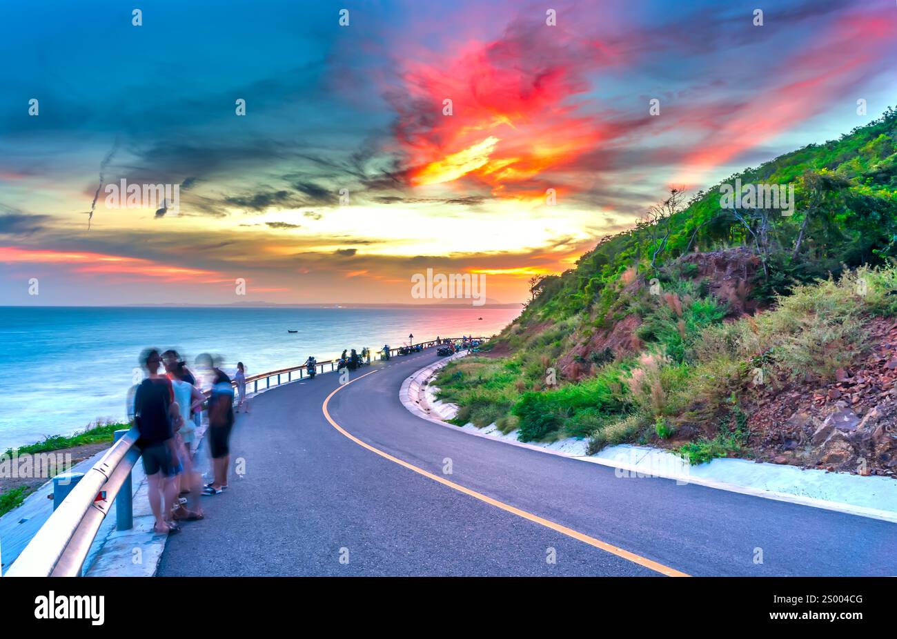 Cape Town sunset over ocean and road to the right. This is the most ...