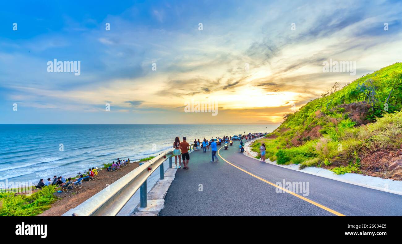 Cape Town sunset over ocean and road to the right. This is the most ...