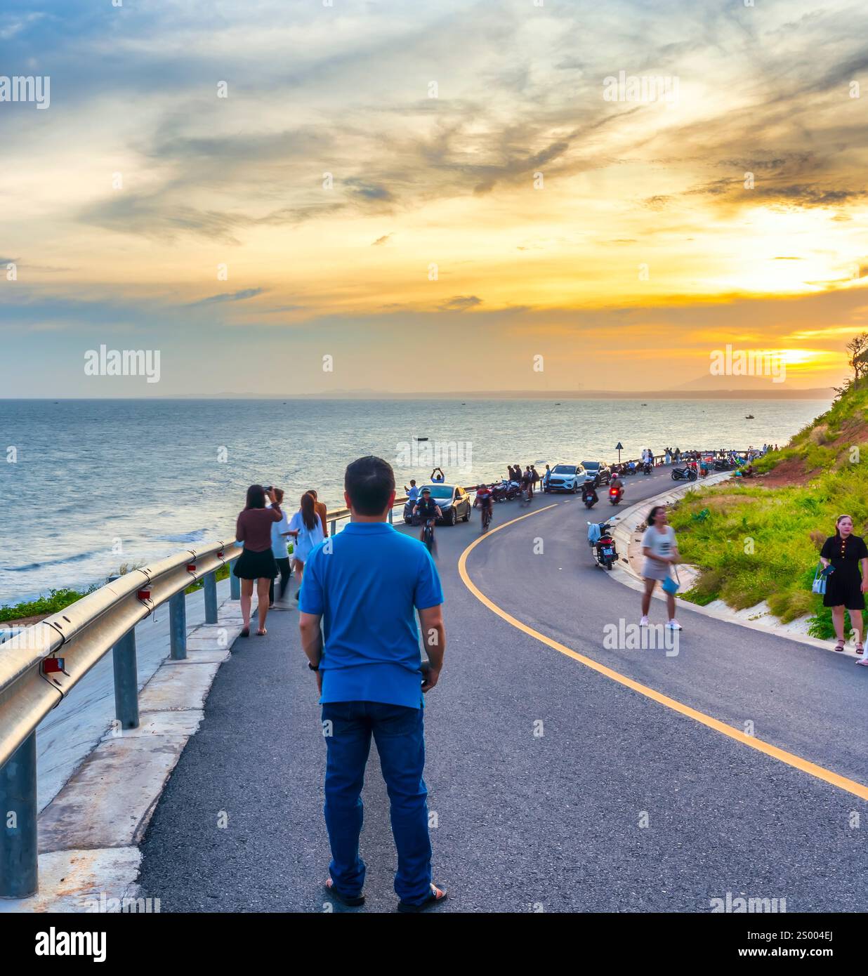 Cape Town sunset over ocean and road to the right. This is the most ...