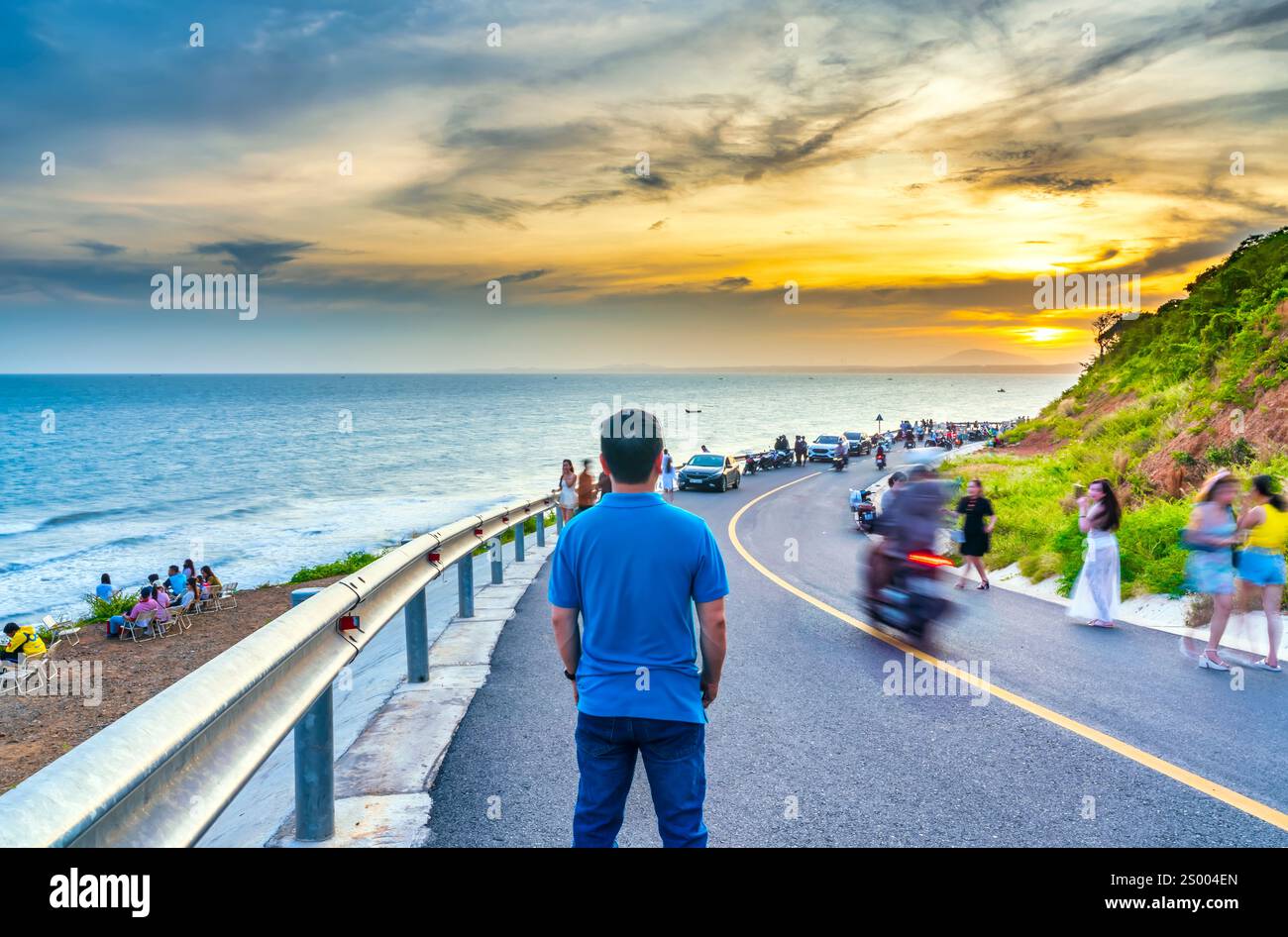 Cape Town sunset over ocean and road to the right. This is the most ...