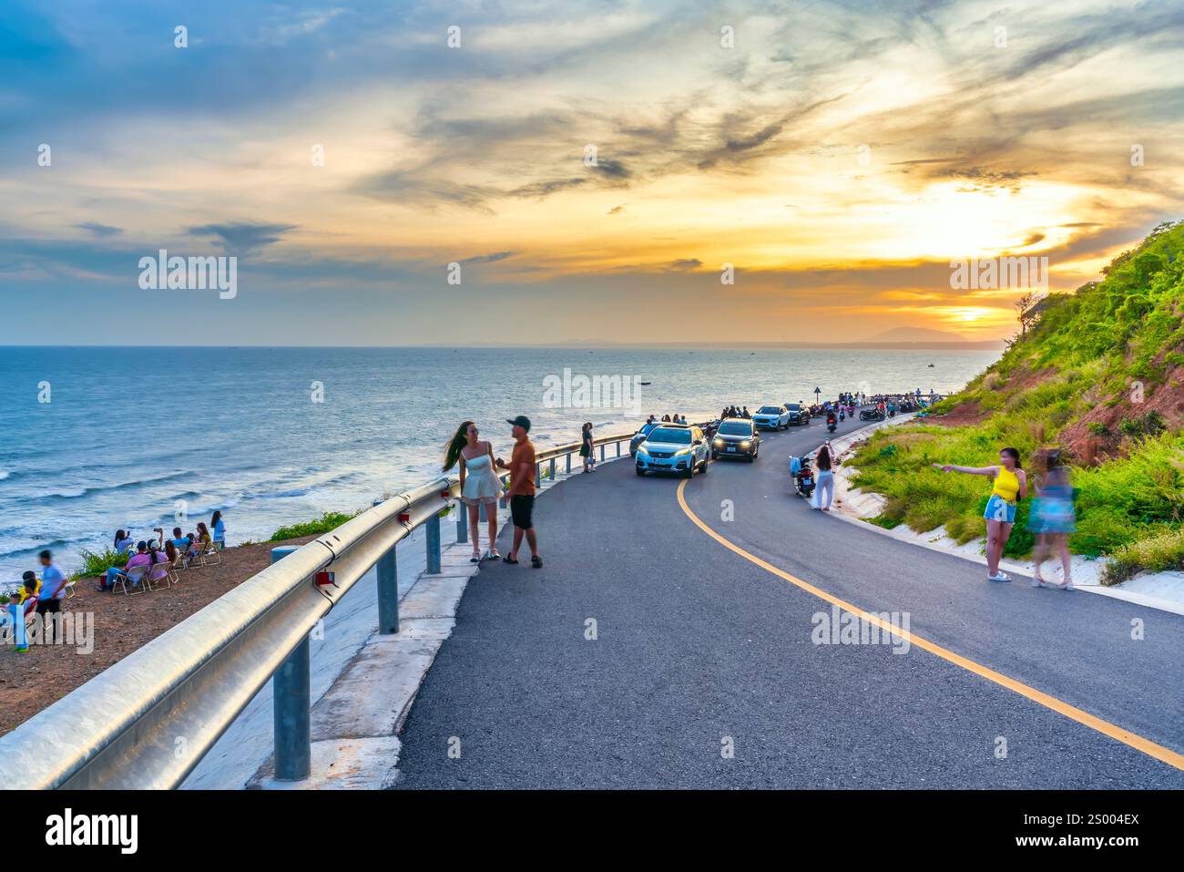 Cape Town sunset over ocean and road to the right. This is the most ...