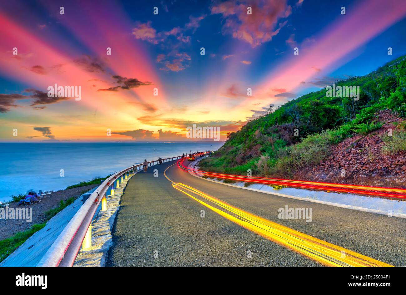 Cape Town sunset over ocean and road to the right. This is the most ...