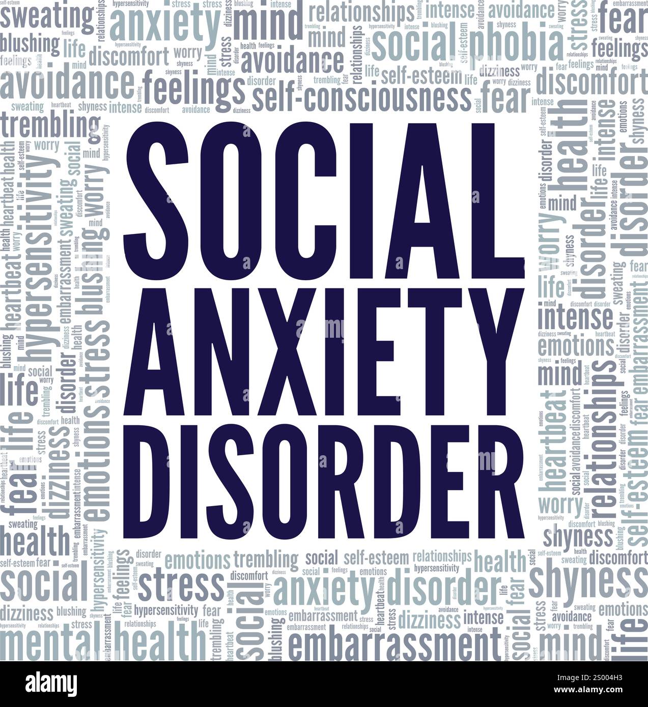 SAD Social Anxiety Disorder word cloud conceptual design isolated on ...